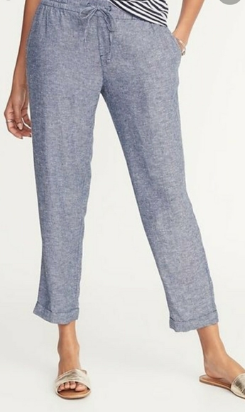 Old Navy | Pants & Jumpsuits | Old Navy Denimn Colored Linen Cropped ...